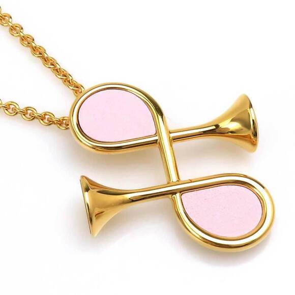Hermes | Jewelry | Hermes Herms Cor H Necklace In Swift Leather Mauve ...